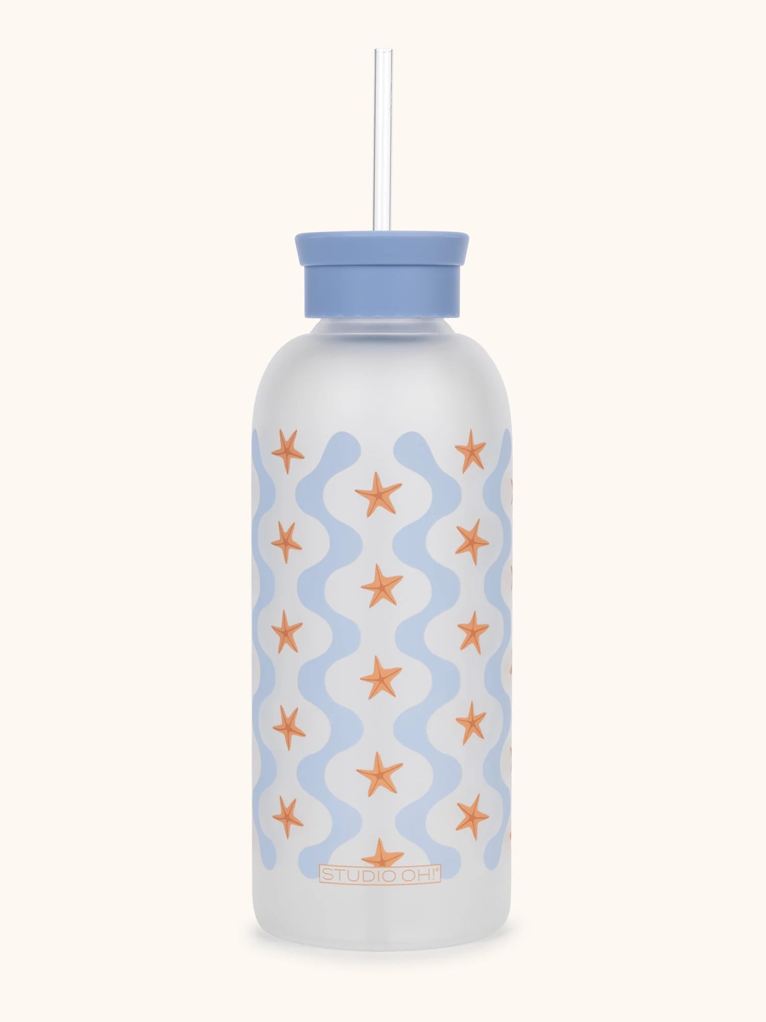 Studio Oh - Riding the Waves Glass Water Bottle with Straw